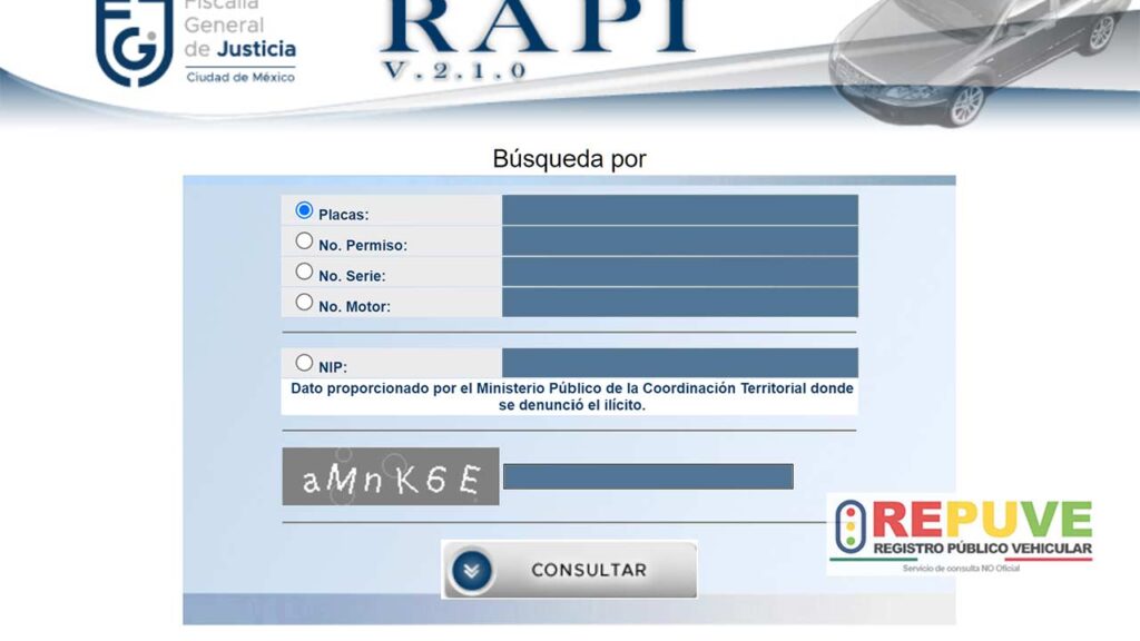Consulta Rapi » Verifica si tu carro es robado en CDMX